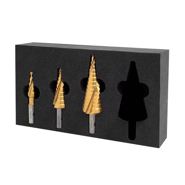 Large step drill bit store