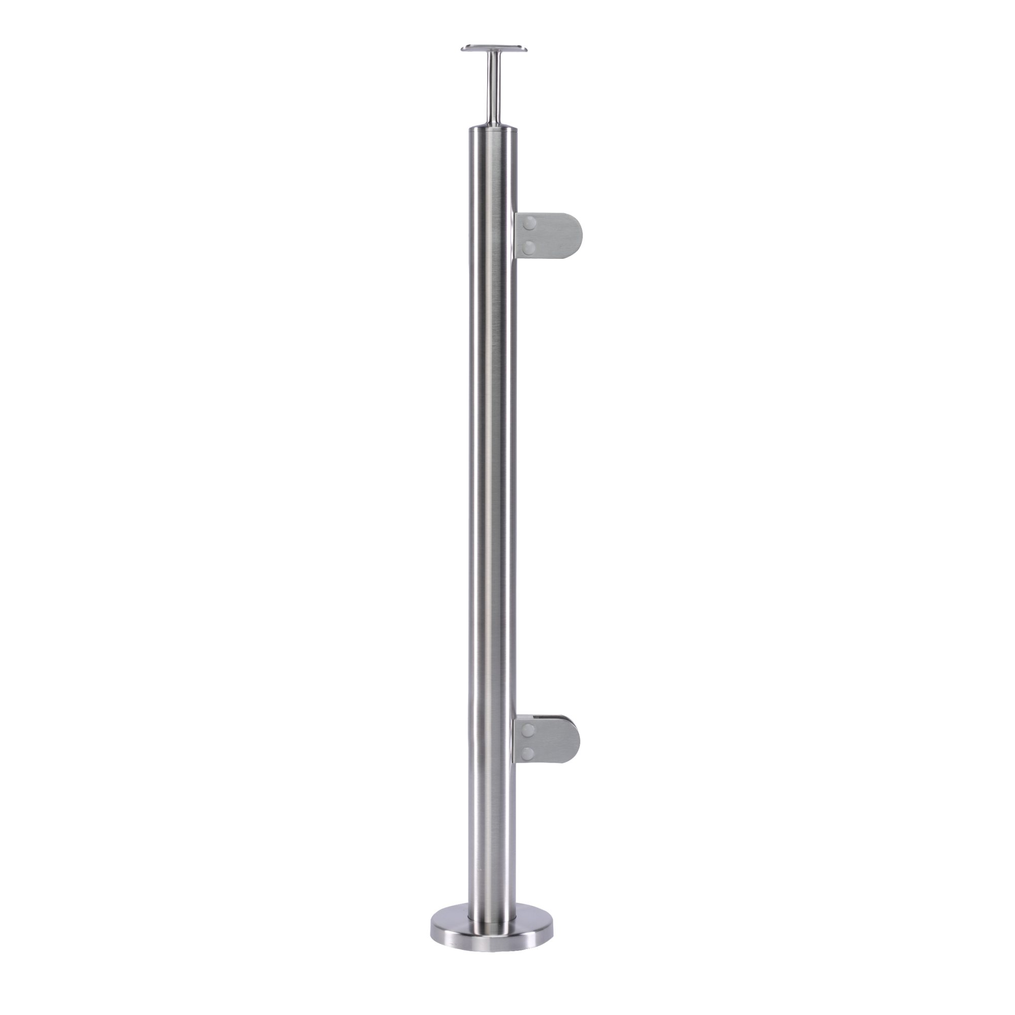 Pre-Assembled Glass Balustrade Round End Post with Fixed Handrail ...