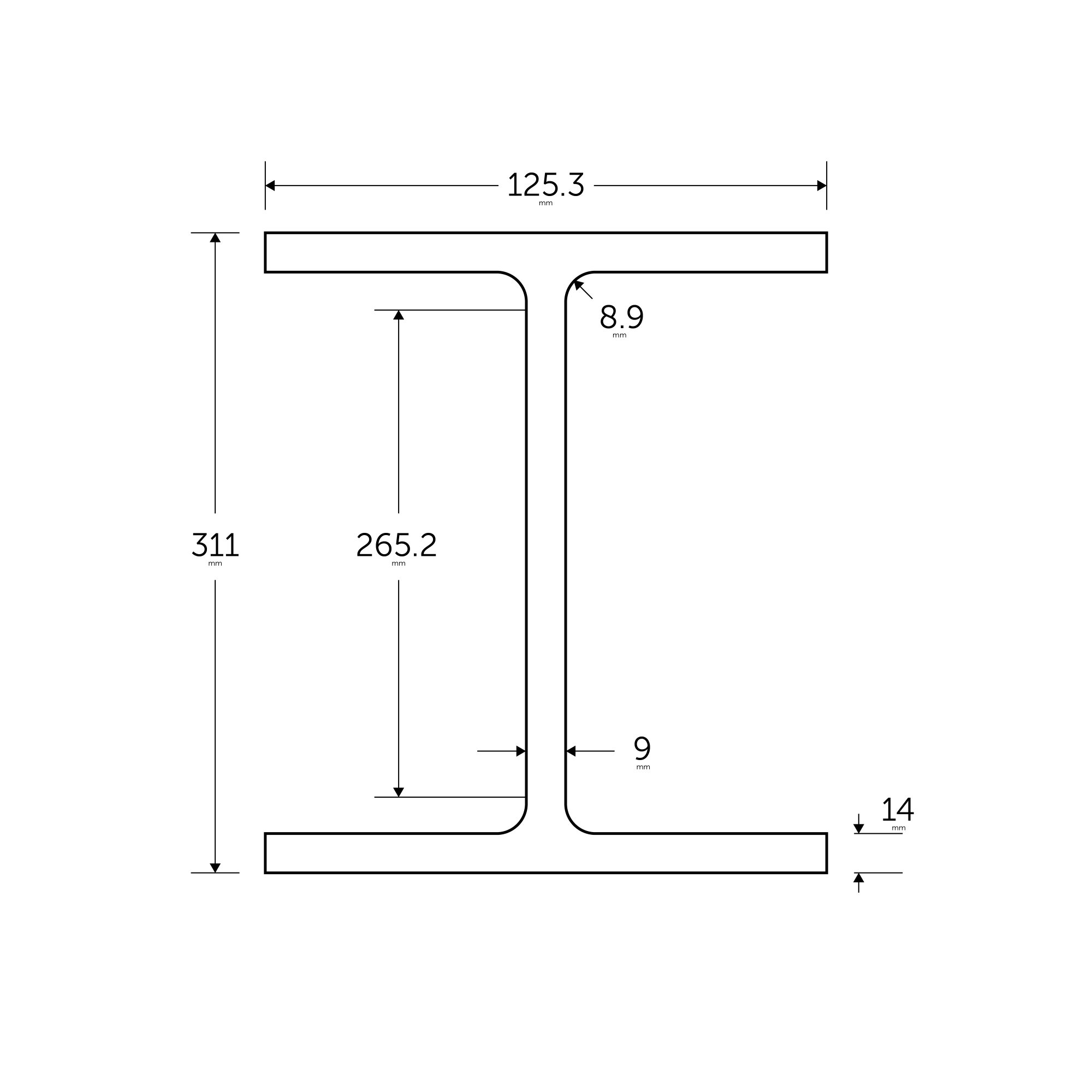 305 x 127 x 48KG Universal Beam - BSEN10025-2 S355J0 | BM Steel