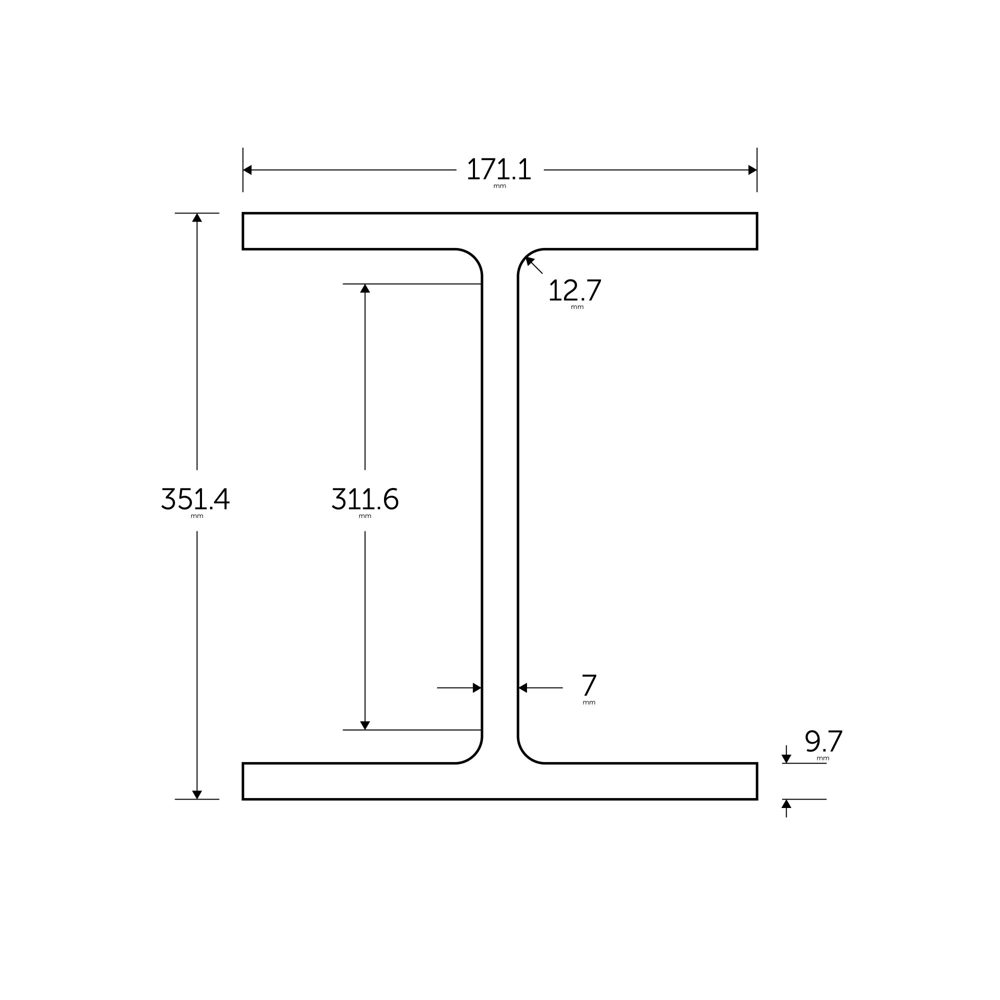 356 x 171 x 45KG Universal Beam - BSEN10025-2 S355J0 | BM Steel