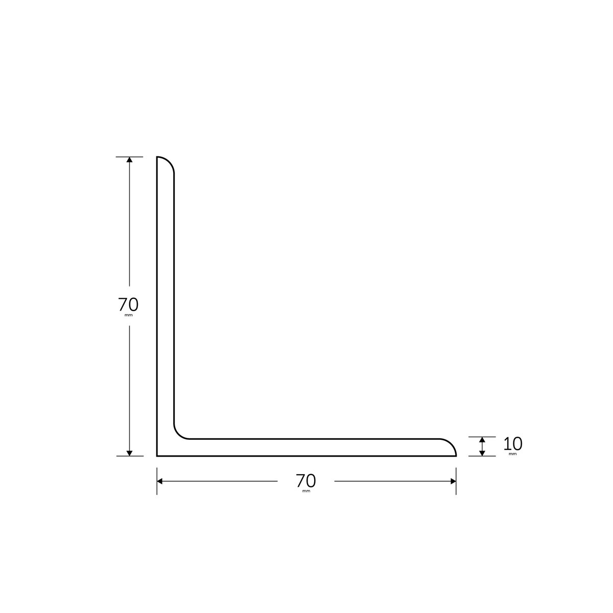 70 x 70 x 10mm - 6m Mild Steel Angles - BSEN10025-2 S275JR | BM Steel