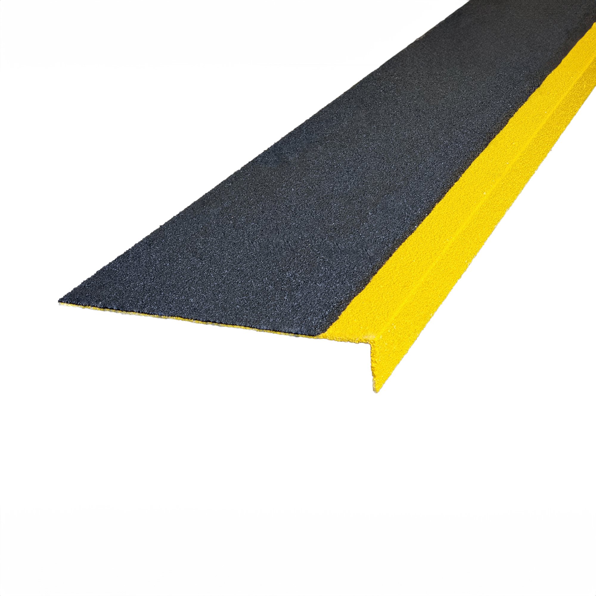 3.6m Gritted GRP Stair Tread Cover Black / Yellow | BM Steel