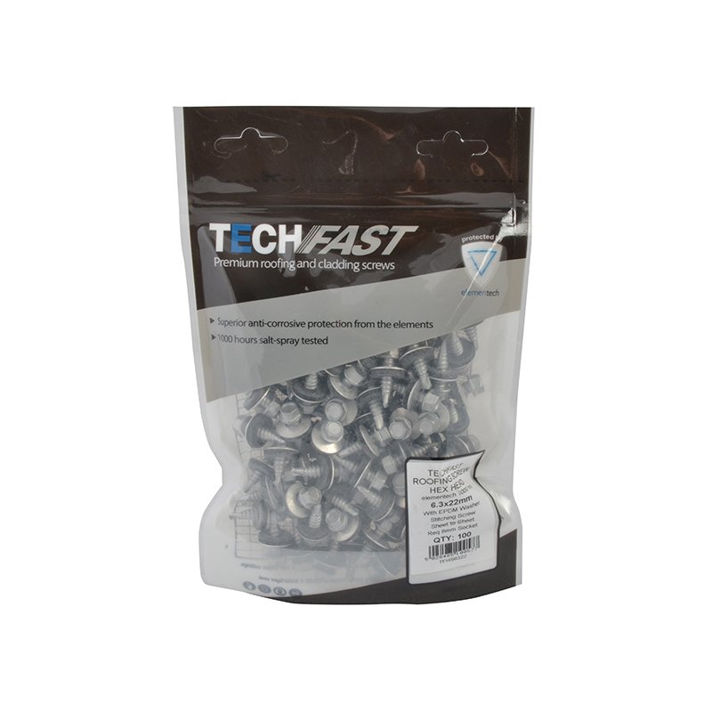 ForgeFix - TechFast Hex Head Stitching Screw Self-Drill 6.3 x 22mm Pack 100 | BM Steel
