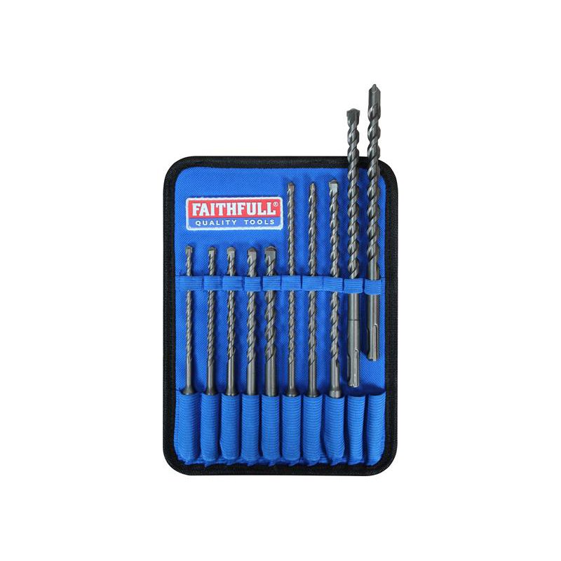 Faithfull - SDS Plus Drill Bit Set, 10 Piece | BM Steel