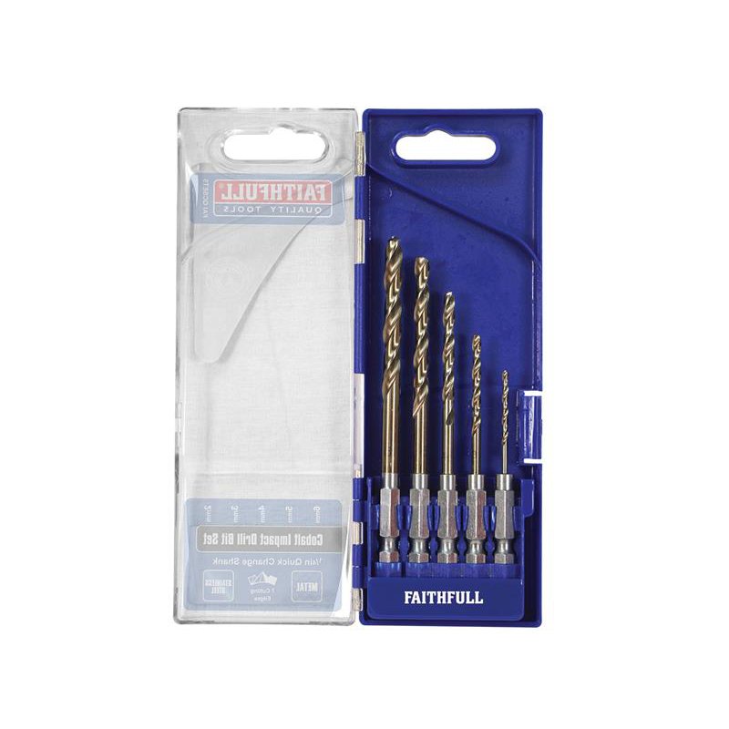 Faithfull - HSSE M35 Cobalt Quick-Change Impact Drill Bit Set, 5 Piece ...