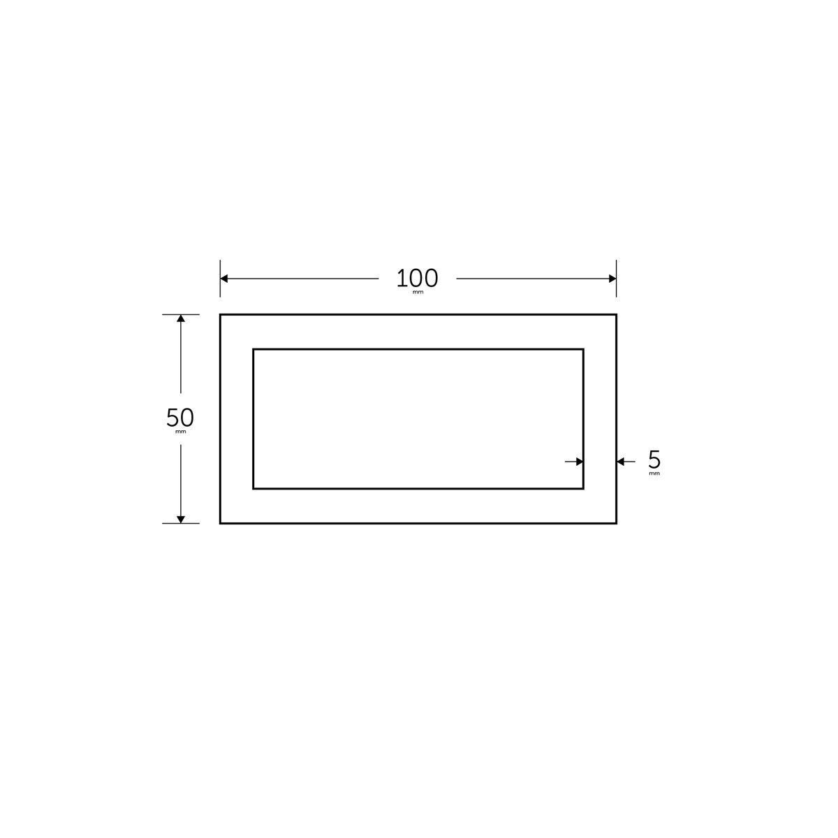 100 x 50 x 5mm Mild Steel Rectangular Box Hollow Section - BSEN10219 S ...