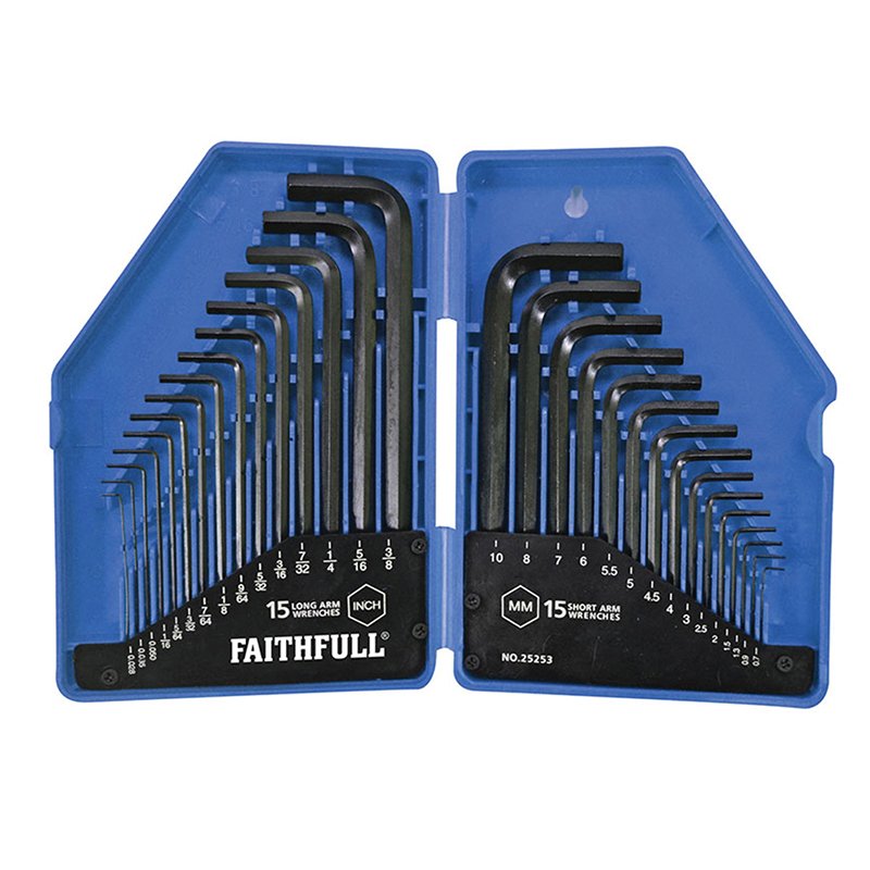 Faithfull - Metric/Imperial Hex Key Set, 30 Piece | BM Steel