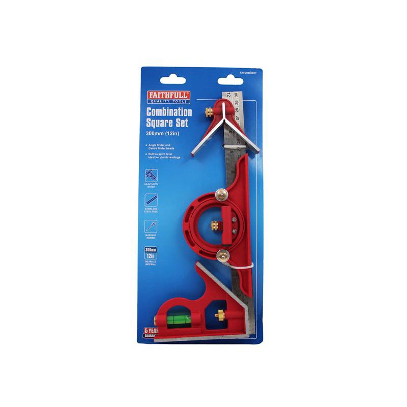 Faithfull - Combination Square Set 300mm (12in) | BM Steel