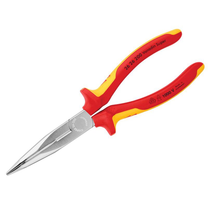 Knipex - VDE Long Bent Snipe Nose Side Cutting Pliers 200mm | BM Steel