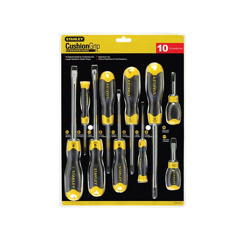 STANLEY - Cushion Grip Screwdriver Set, 10 Piece | BM Steel