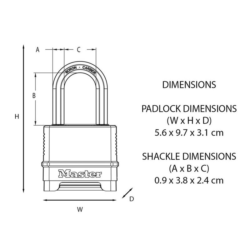 Master Lock - Excell 4-Digit Combination 50mm Padlock - 38mm Shackle | BM Steel