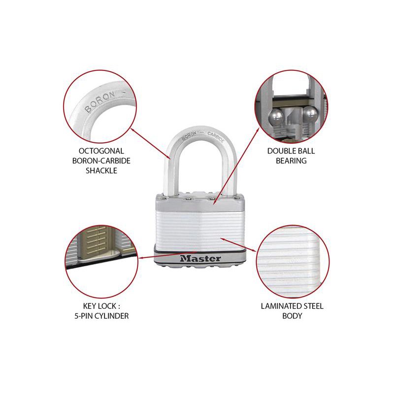 Master Lock - Excell Laminated Steel 64mm Padlock 5-Pin - 38mm Shackle ...