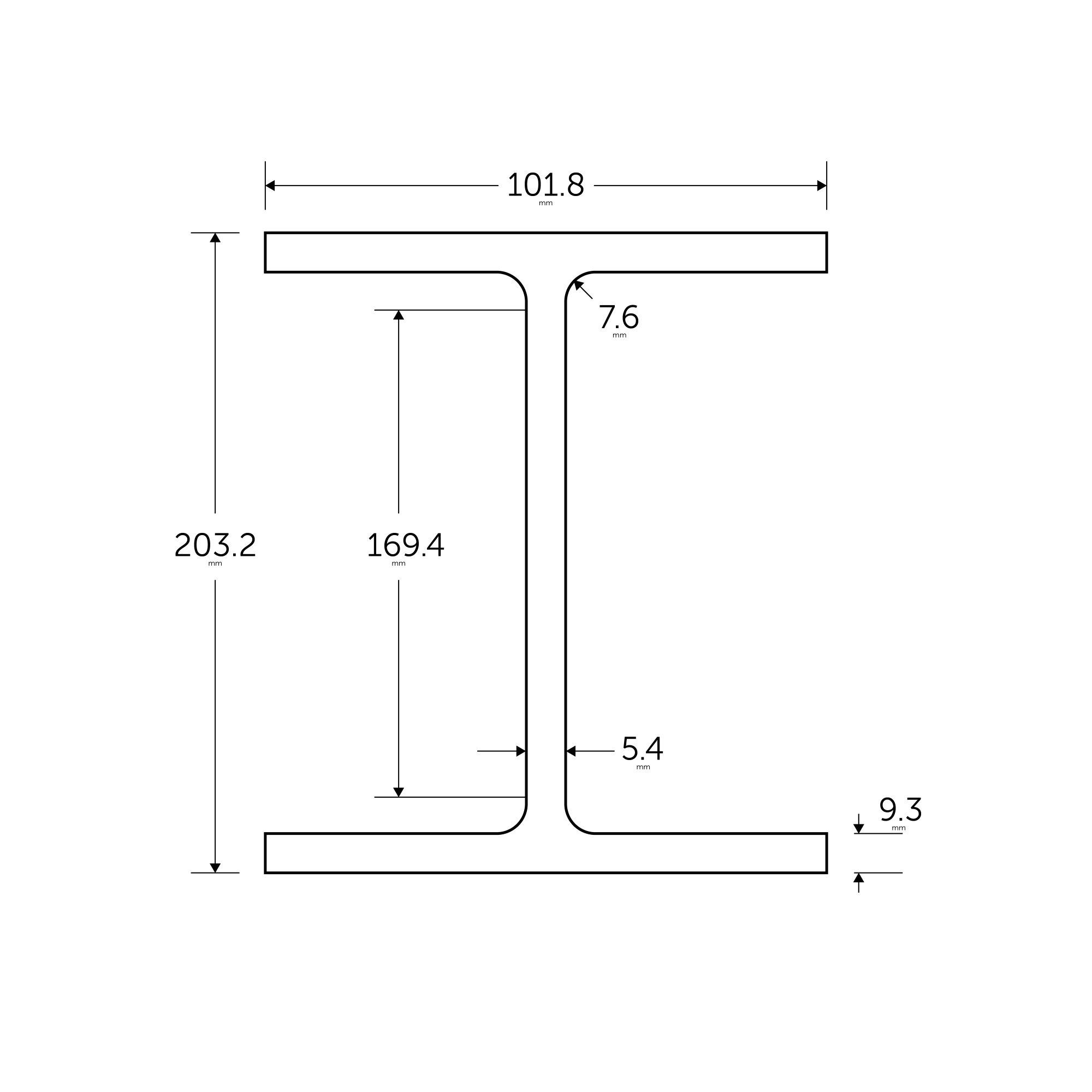 203 x 102 x 23KG Universal Beam - BSEN10025-2 S355J0 | BM Steel