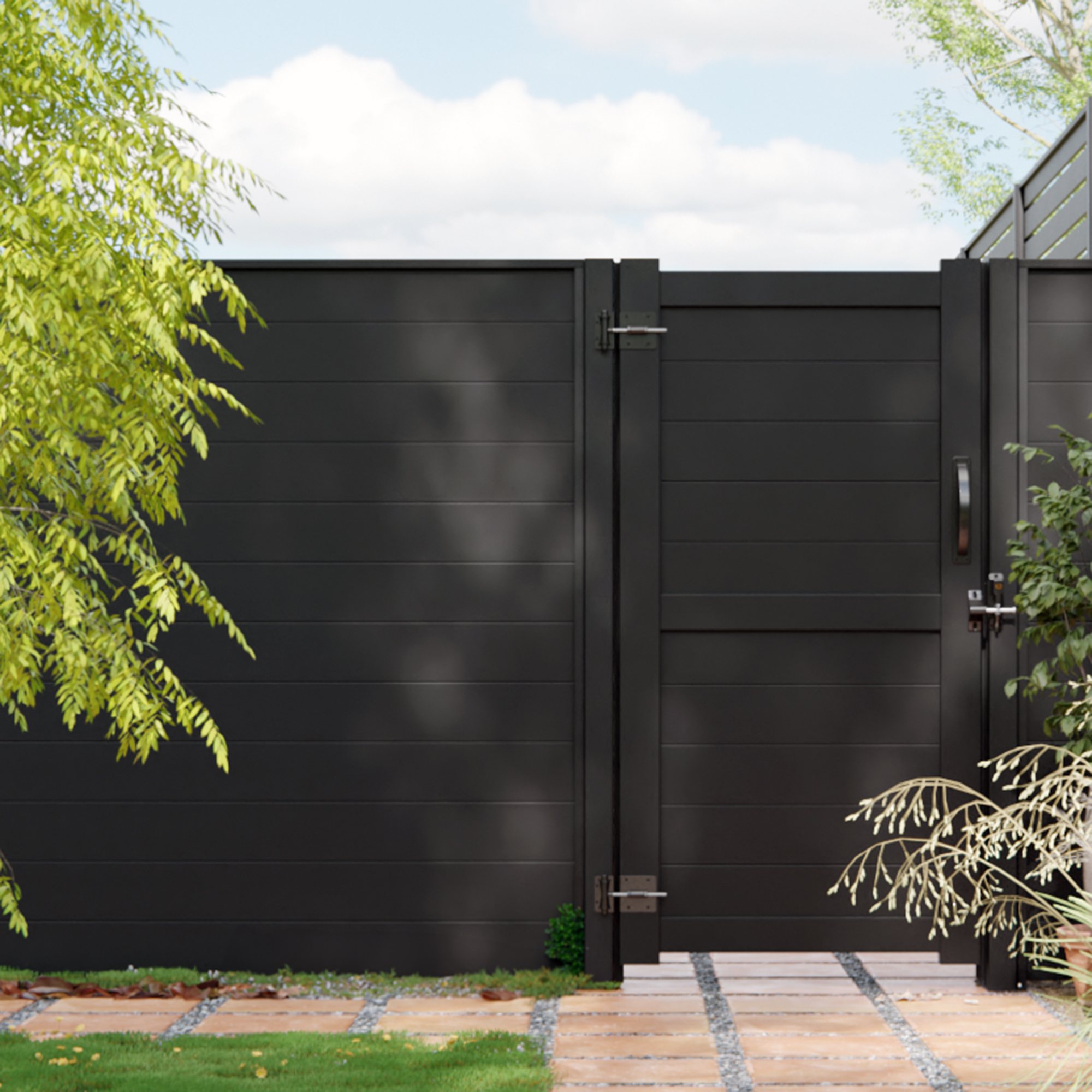 DuraPost Sleek® Aluminium Privacy Gate 1760mm x 900mm - Black | BM Steel