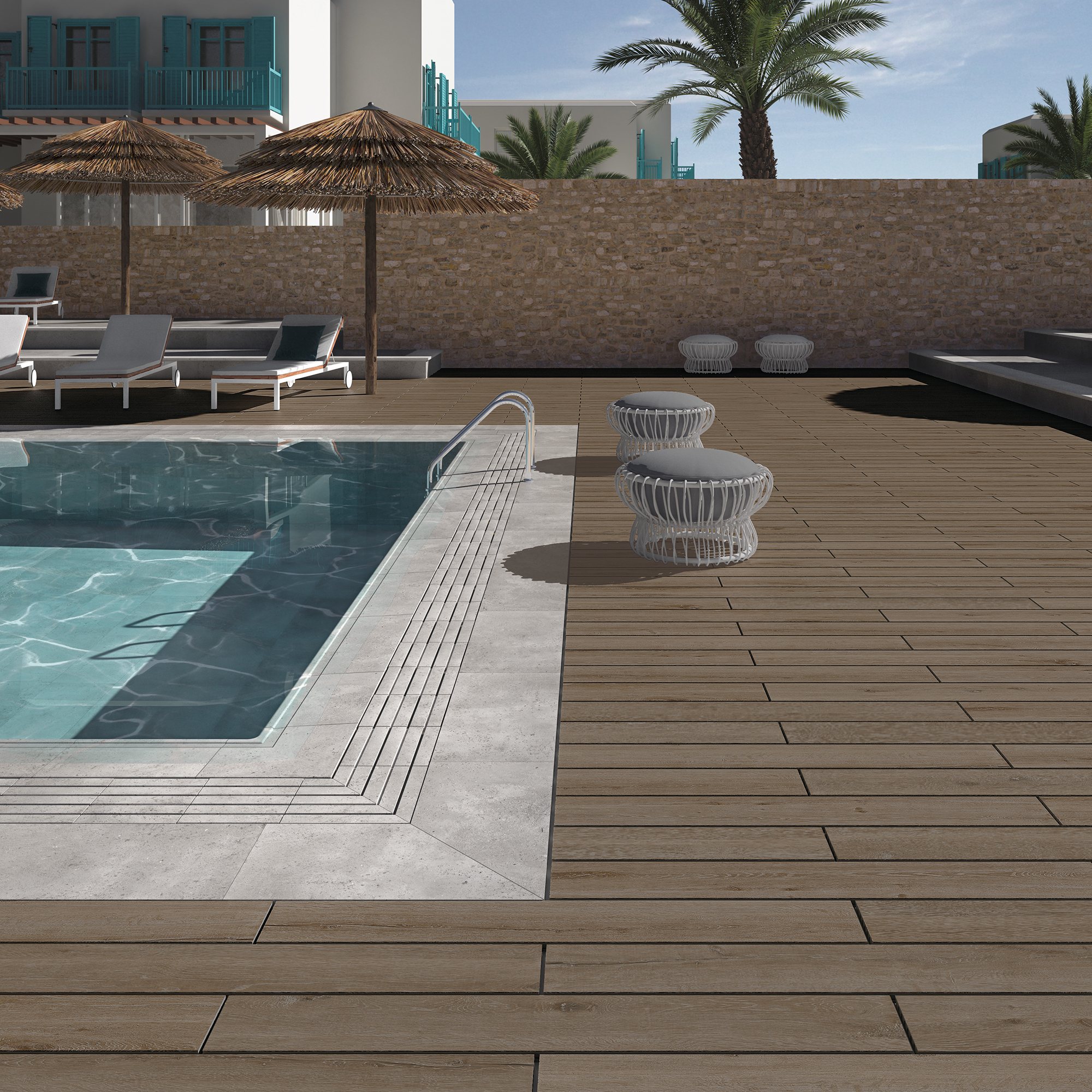A1 EazyDeck - Porcelain Decking Straight Edge Boards - Teca | BM Steel