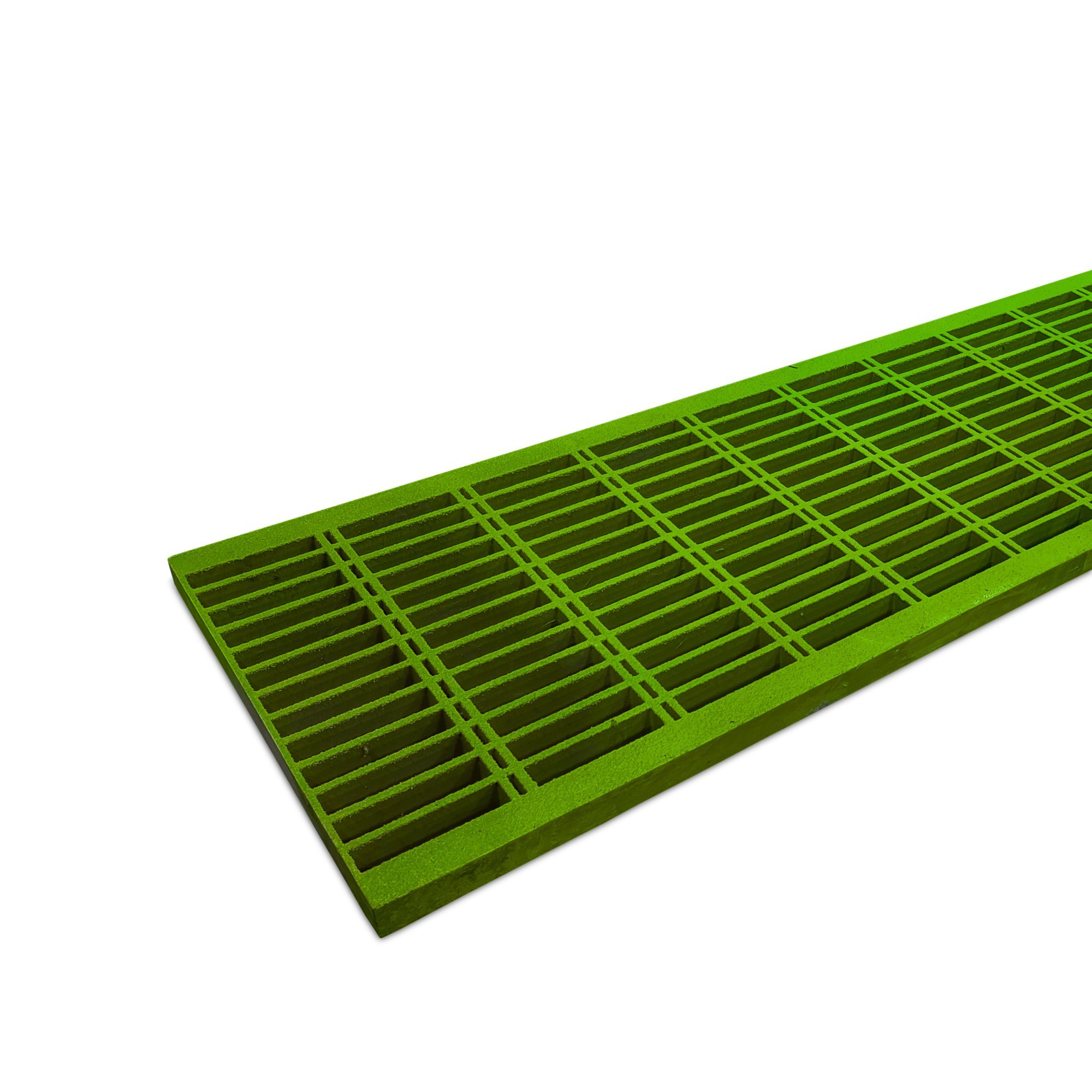 38mm Open Mesh GRP Stair Tread Grating 3660mm - Green - RAL 6001 | BM Steel