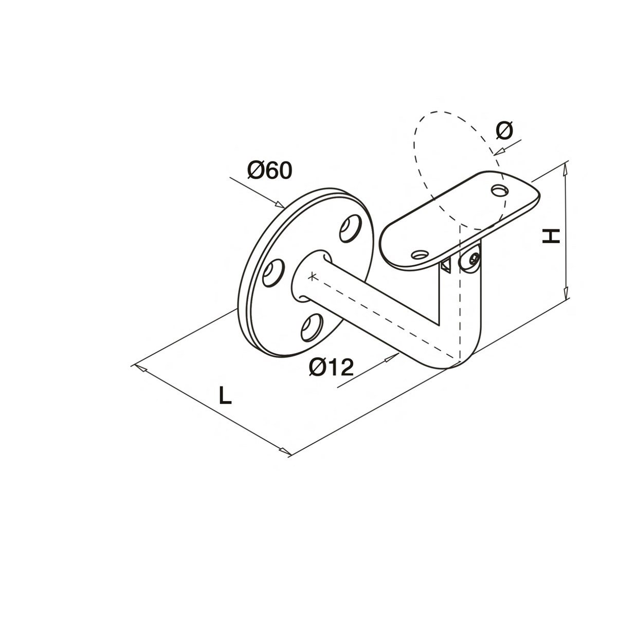 Handrail Wall Bracket With Adjustable Saddle | BM Steel