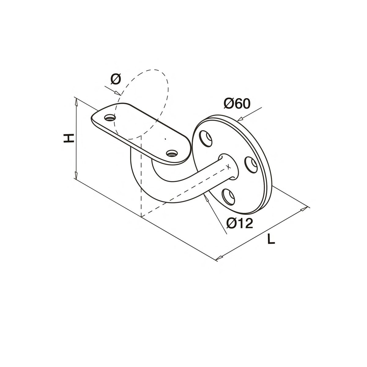Handrail Rounded Stem Wall Bracket With Fixed Saddle | BM Steel