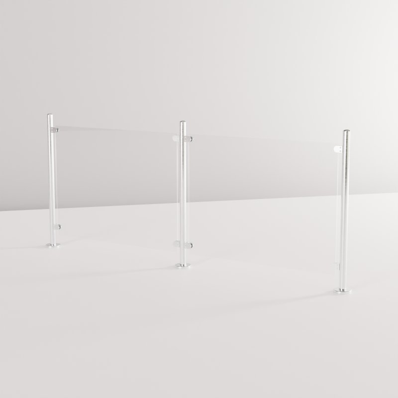 Pre-Assembled Glass Balustrade Round Middle Post with Radiused End Cap ...