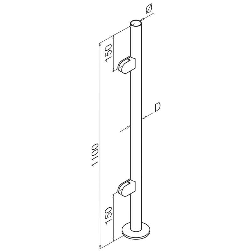 Pre-Assembled Glass Balustrade Round End Post with Radiused End Cap ...