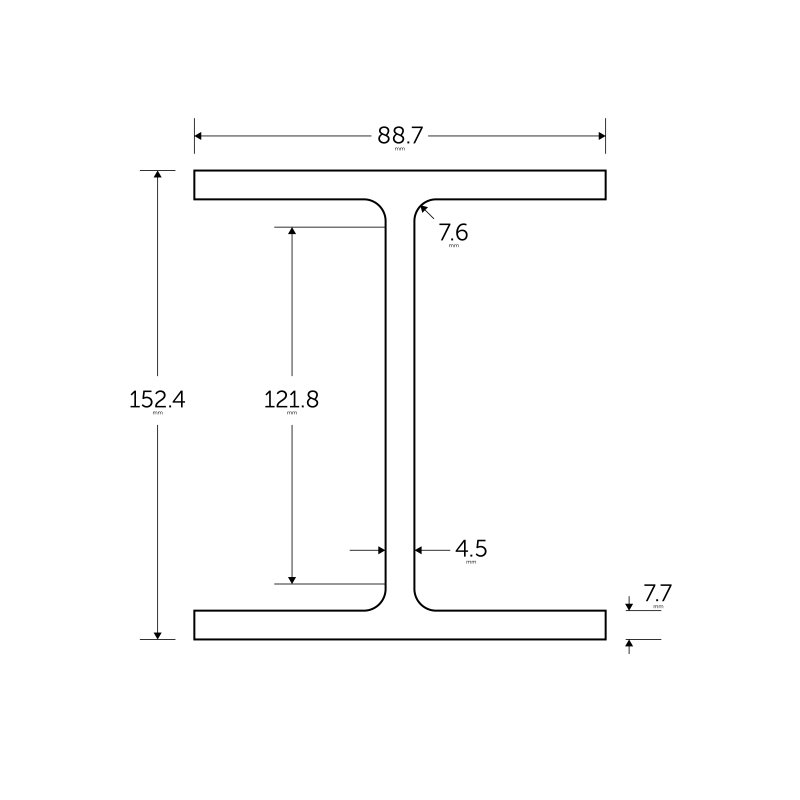 152 x 89 x 16KG Universal Beam - BSEN10025-2 S355J0 | BM Steel