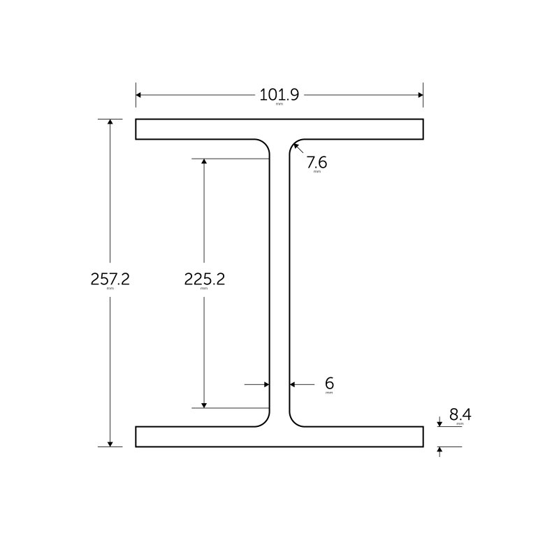 254 x 102 x 25KG Universal Beam - BSEN10025-2 S355J0 | BM Steel