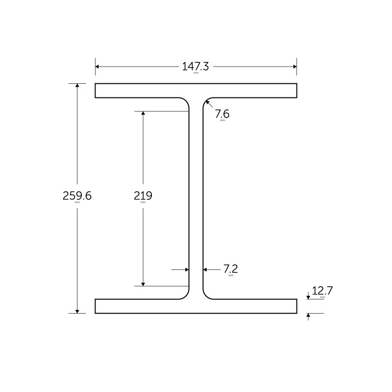 254 X 146 X 43KG Universal Beam BSEN10025 2 S355J0 BM Steel