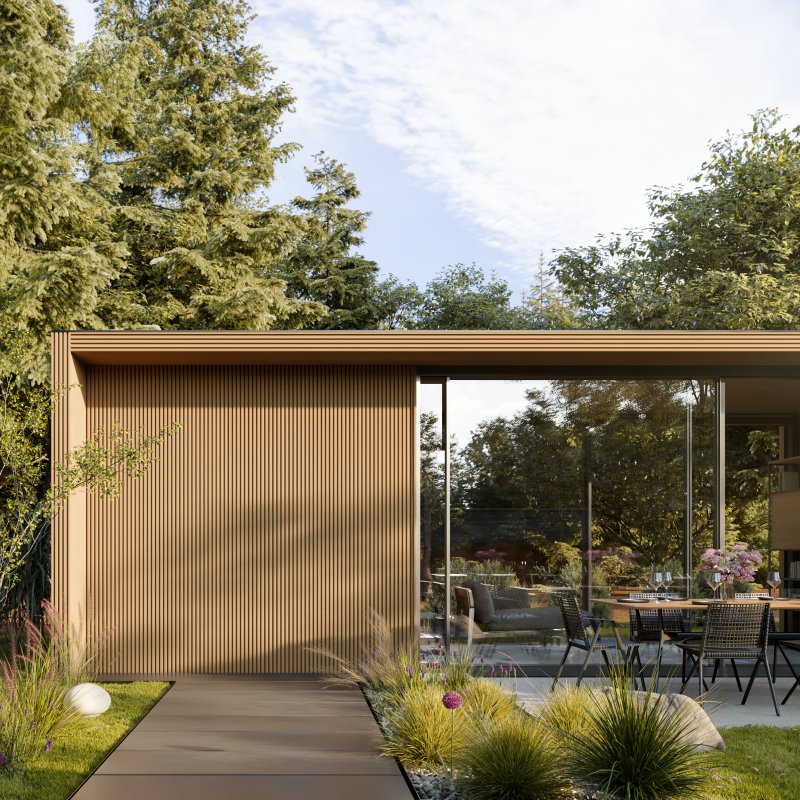 Ecoscape Forma - Natural Oak Composite Slatted Cladding Board | BM Steel