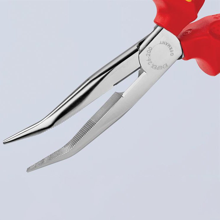 Knipex - VDE Long Bent Snipe Nose Side Cutting Pliers 200mm | BM Steel