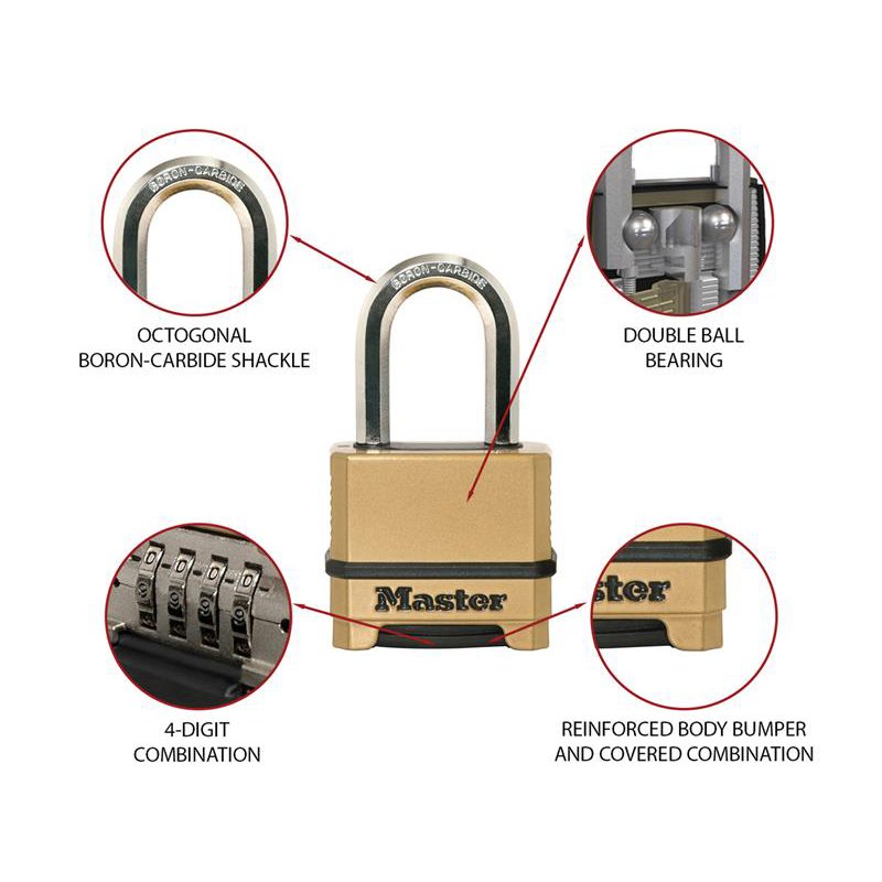 Master Lock - Excell 4-Digit Combination 50mm Padlock - 38mm Shackle | BM Steel