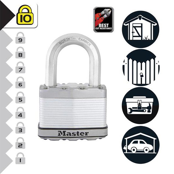 Master Lock - Excell Laminated Steel 64mm Padlock 5-Pin - 38mm Shackle ...